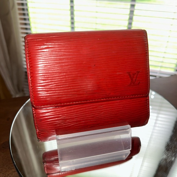 Louis Vuitton | Bags | Red Epi Leather Louis Vuitton Lv Bifold Wallet ...